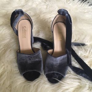 Catherine Malandrino | Shoes | Velvet Block Heel Sandals | Poshmark